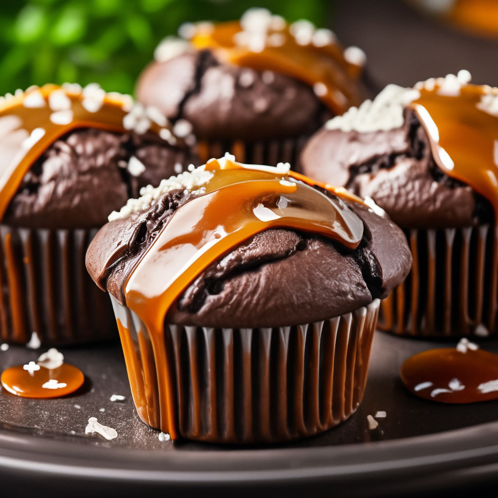"Chocolate Muffins with caramel and salt Dish,hyperrealism ...