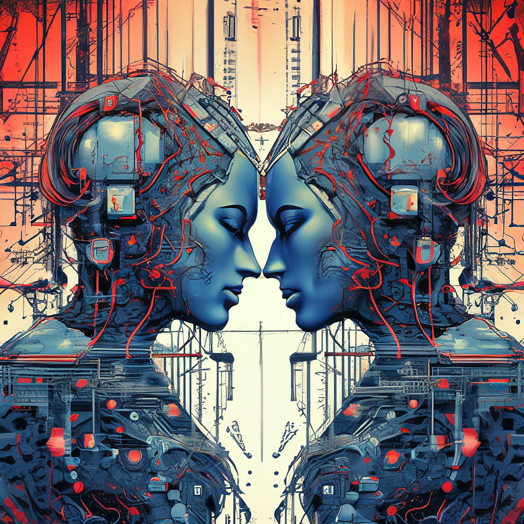 "Neural network duality, vector graphics, grunge-horror-punk art ...
