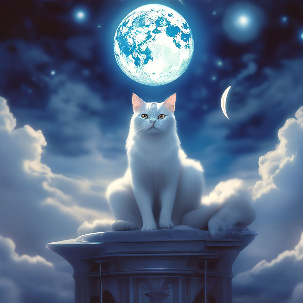 "The cat is the goddess of the moon." — image created in Shedevrum