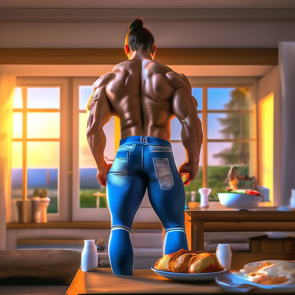 "В стиле bodybuilder AradWinwin brought breakfast to bed, wearing only ...