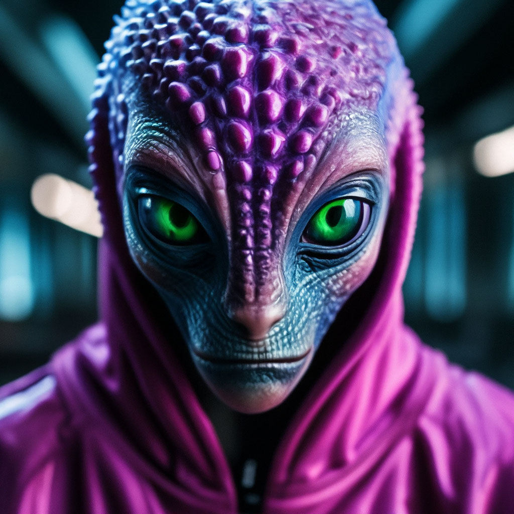 "Humanoid mutant lizard alien with blue pink skin like an octopus,green ...