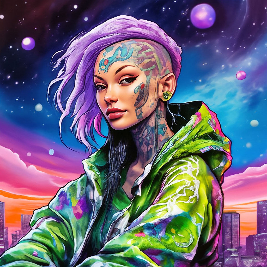 "High resolution, sensual alien model+fifa unusual face, tattoo + body ...