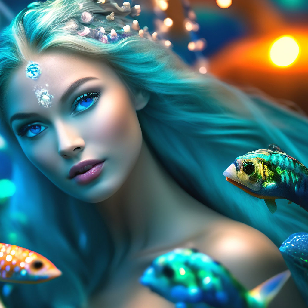 "Beautiful mermaid girl, shiny mother-…" — image created in Shedevrum