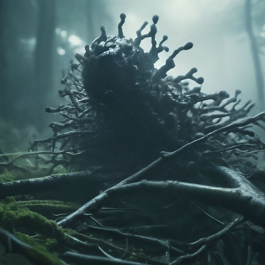 "The virus moves through the body" — image created in Shedevrum
