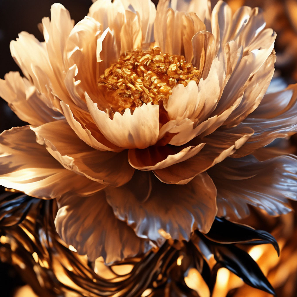 "Liquid metal peony, originated from smoke, lace, fire, flowers ...