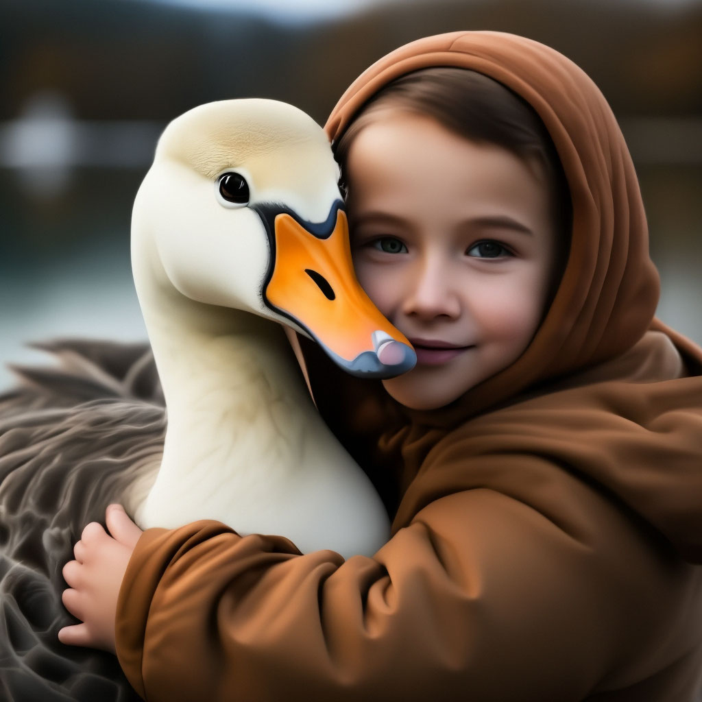"Goose-hug" — image created in Shedevrum