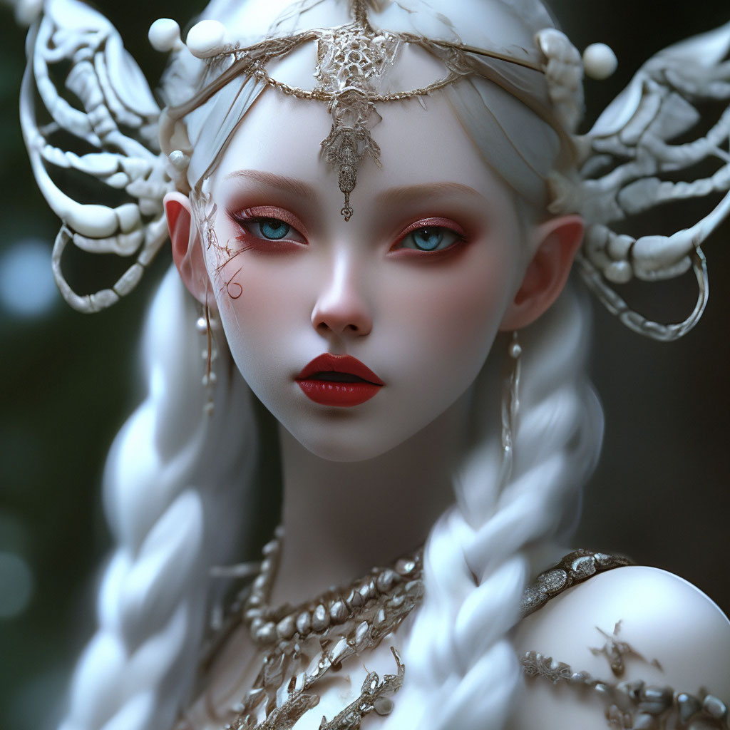 "Elf girl, horror aesthetics, realistic, detailed drawn face, elongated ...