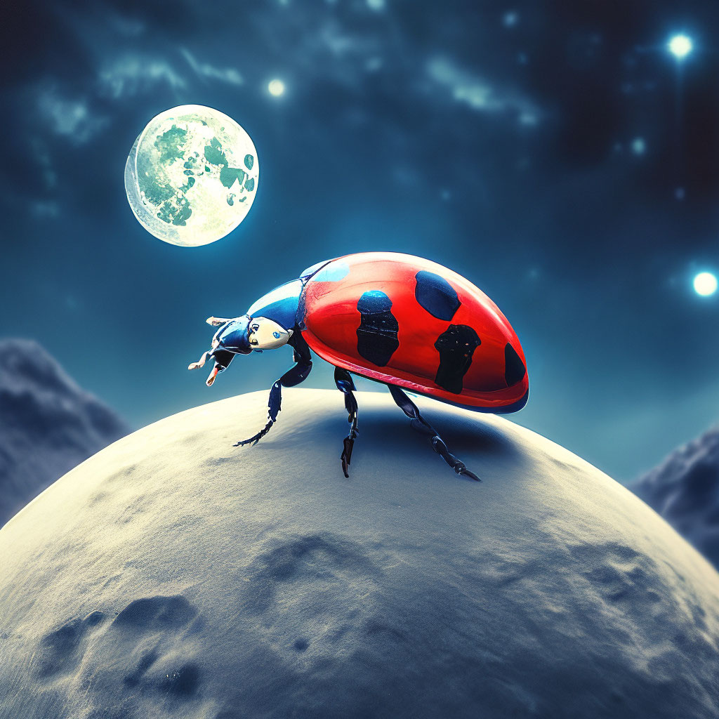 "Ladybug on the moon" — image created in Shedevrum