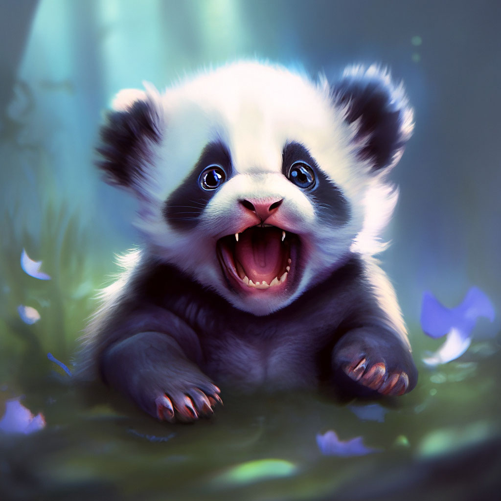 "Panda baby is crying" — image created in Shedevrum
