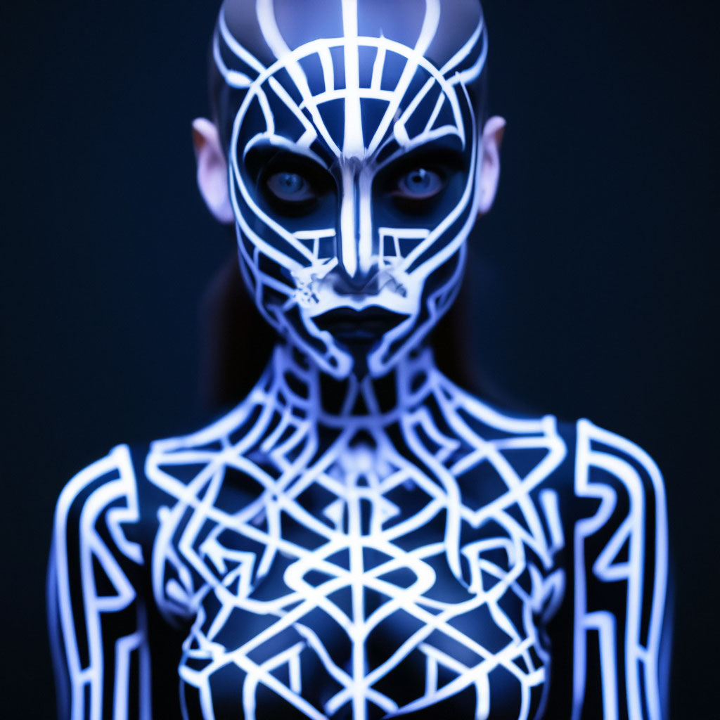 "Entotatu pictorial body art on the body black carcass white neon ...