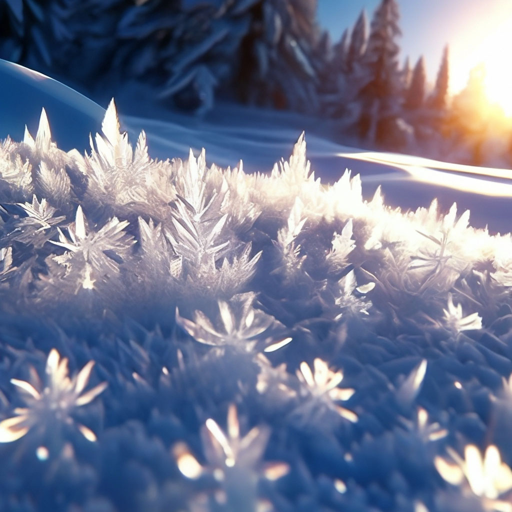 "Ai art ice crystals fluffy glade snow fractals, sunbeam, 4k, high ...
