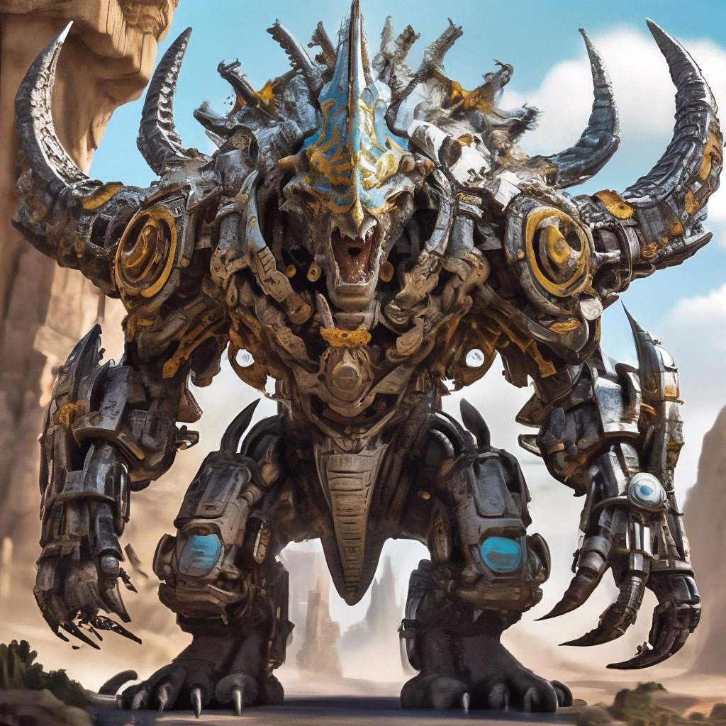 "Ancient mechanical monster fantasy maximum detail" — image created in ...