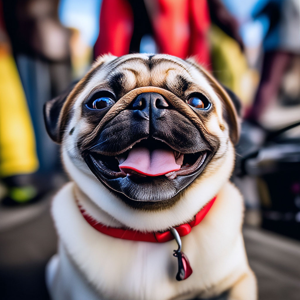 "The pug is smiling" — image created in Shedevrum