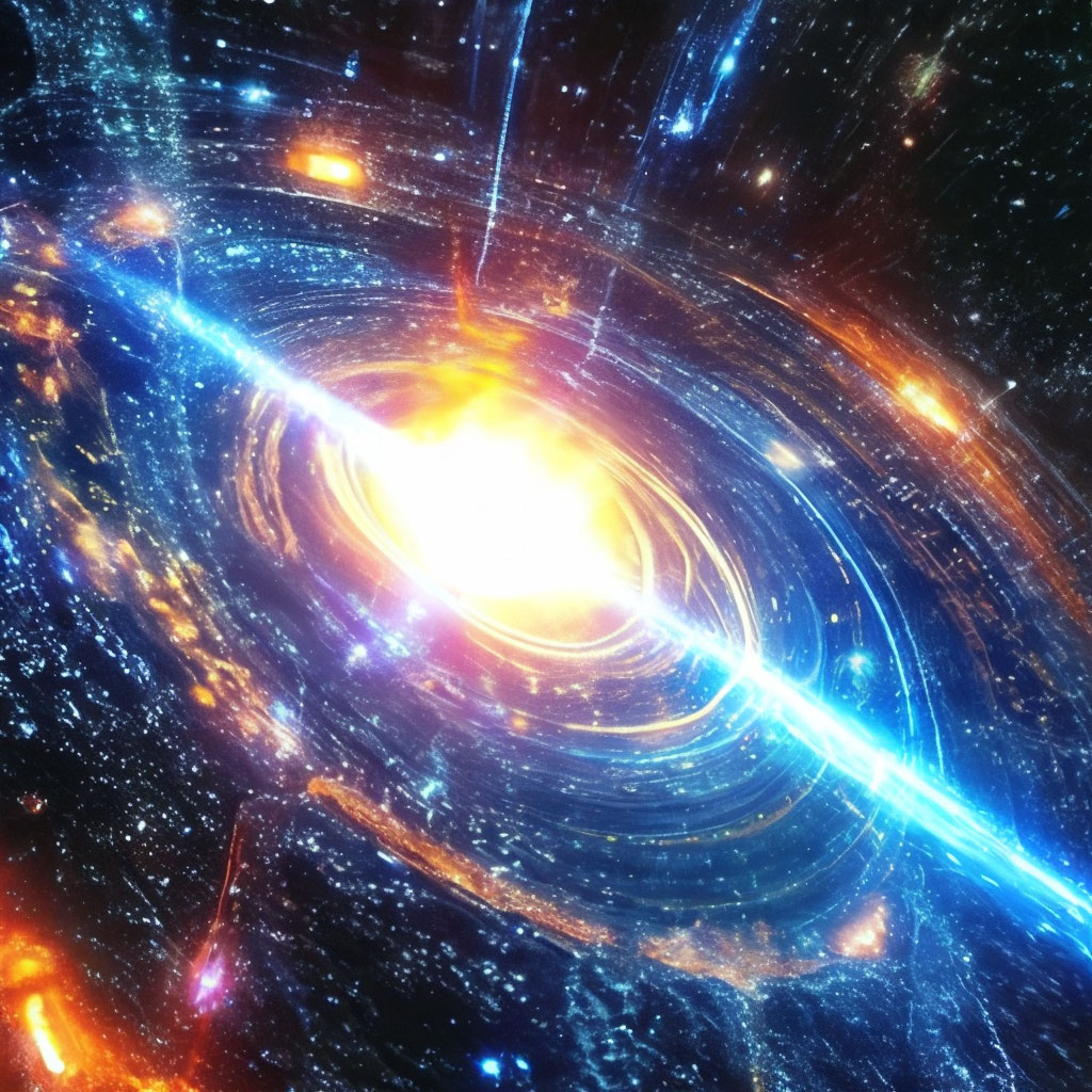"Quasar In deep space there is a very very bright quasar, powerful ...