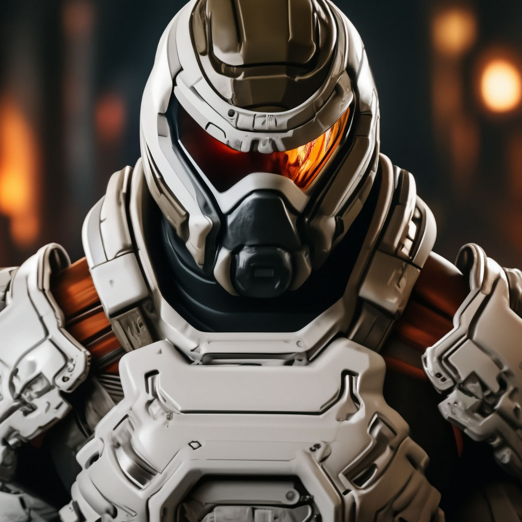 "Doom guy in white bodybuilding, realistic, 4k, professional photo ...