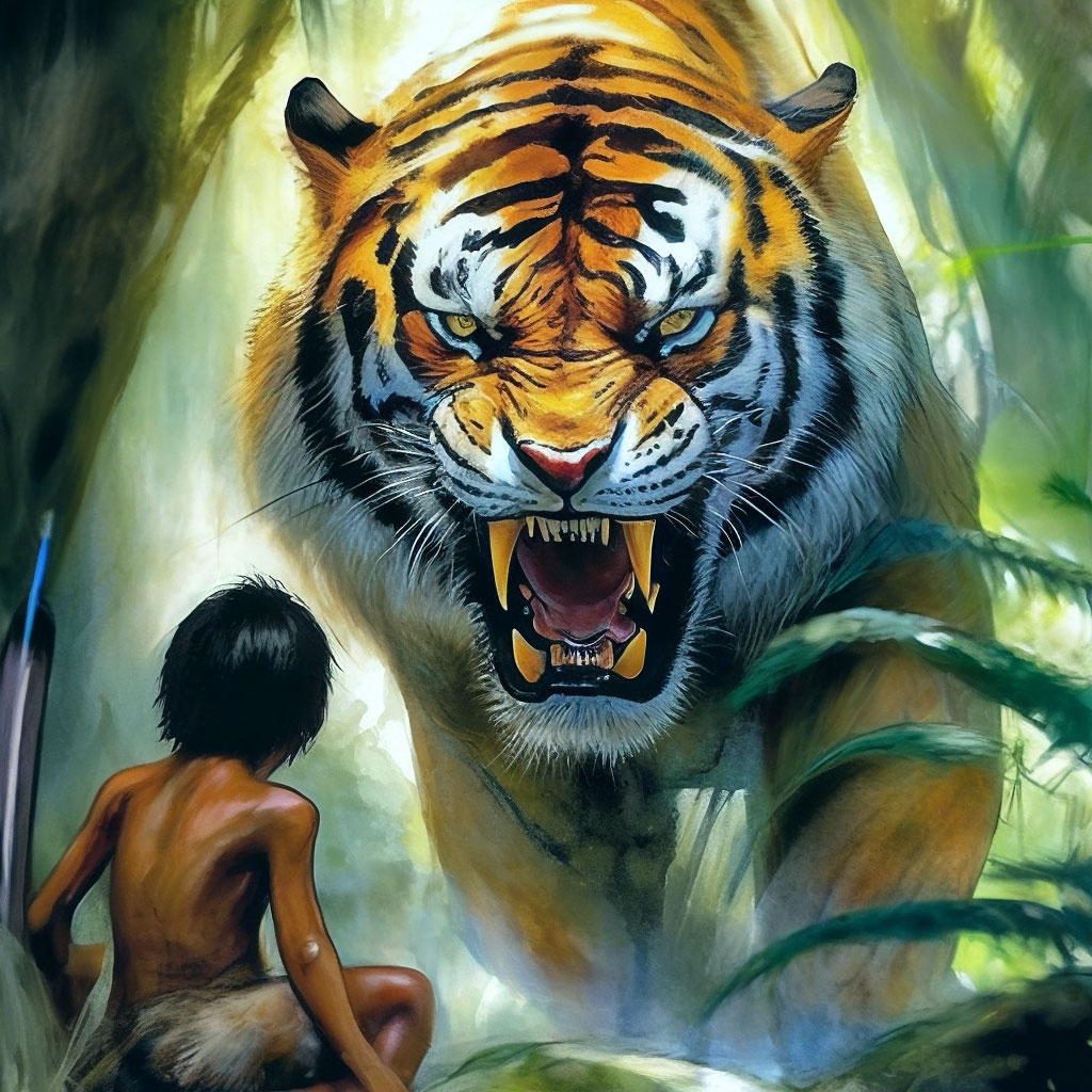 "The jungle tale, Shere Khan. Tiger. Mowgli's main enemy is an ogre who ...