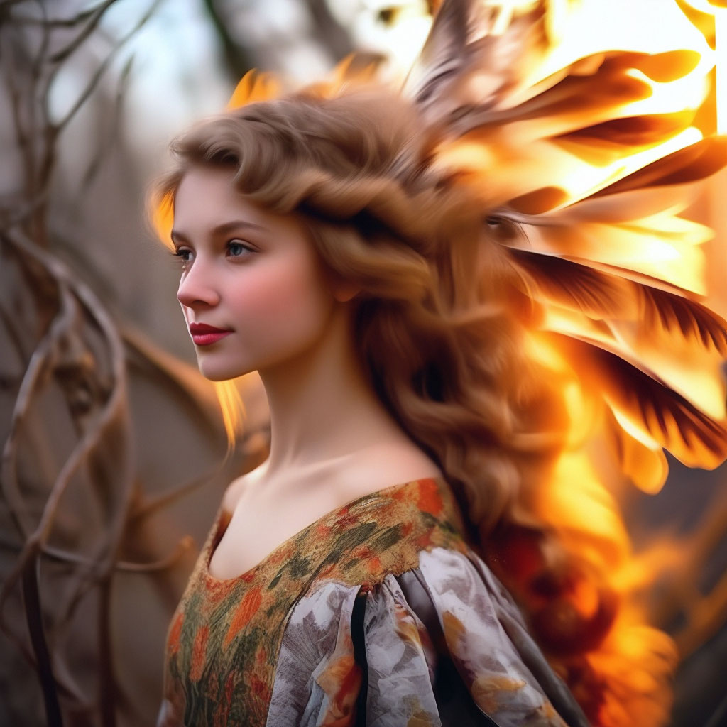 "The transformation of a girl gradually into a fabulous bird realism ...