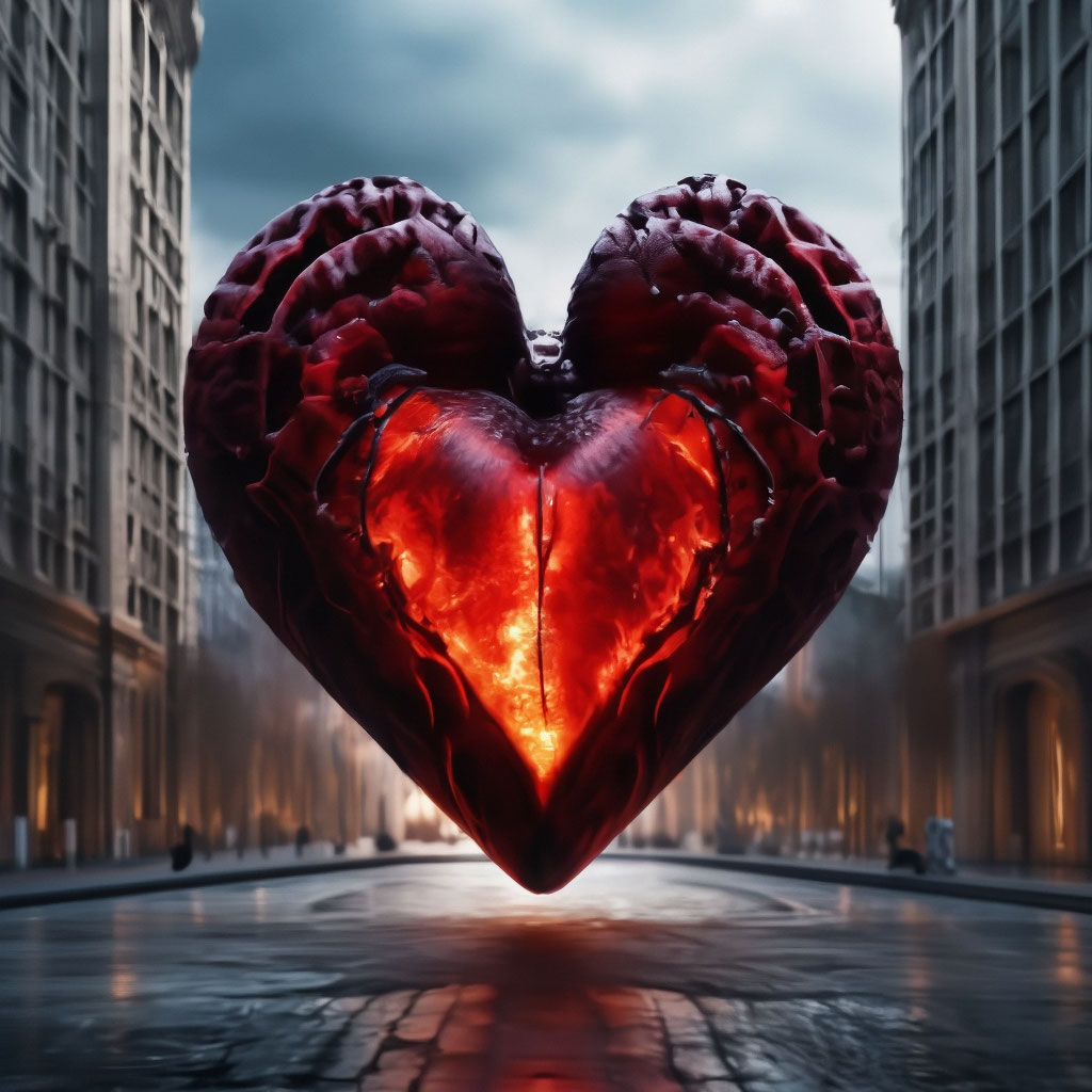 "A huge heart, inside of it another heart, inside of it another heart ...