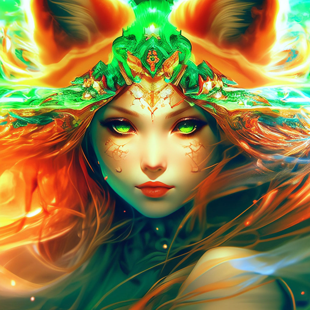 "The fox girl is coherent, vector graphics, double exposure is ...
