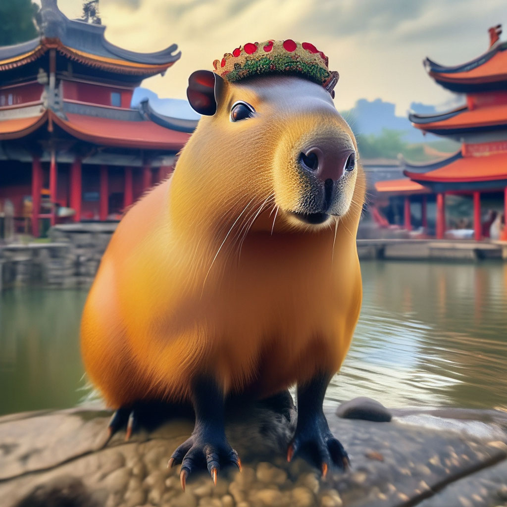 "Capybara in china" — image created in Shedevrum