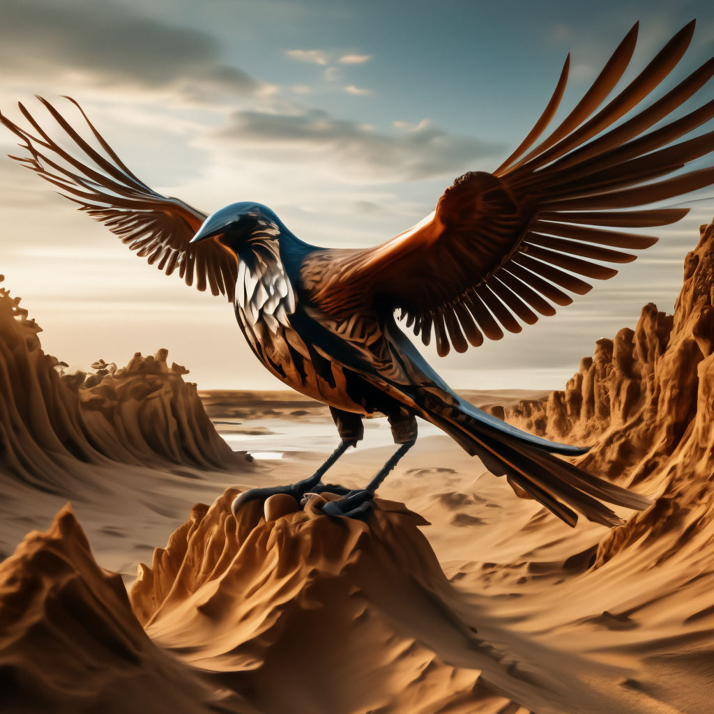 "Bird of erosion" — image created in Shedevrum