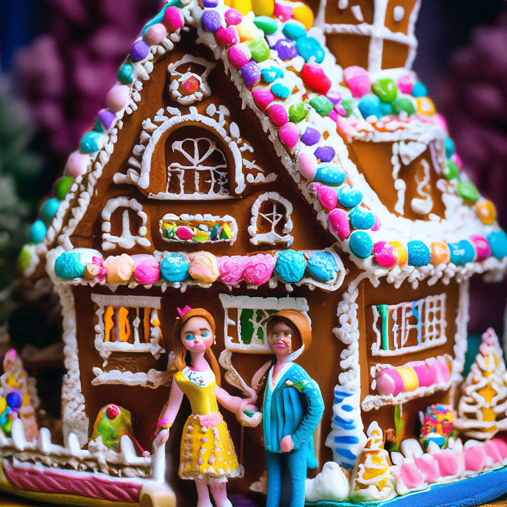 "Gingerbread house, colorful, charming, fabulous, in front of the house ...