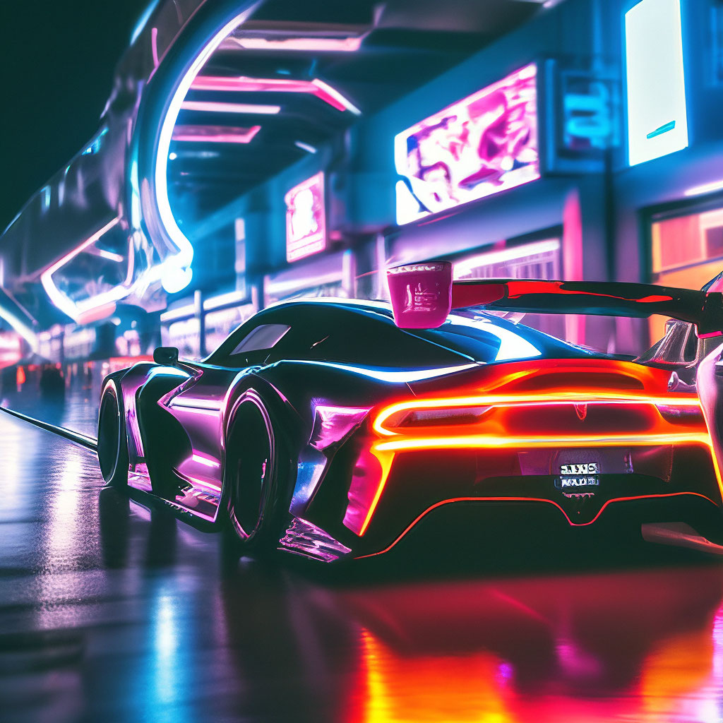 "Mazba rx 7 platform over the open sky at night cyberpunk ...
