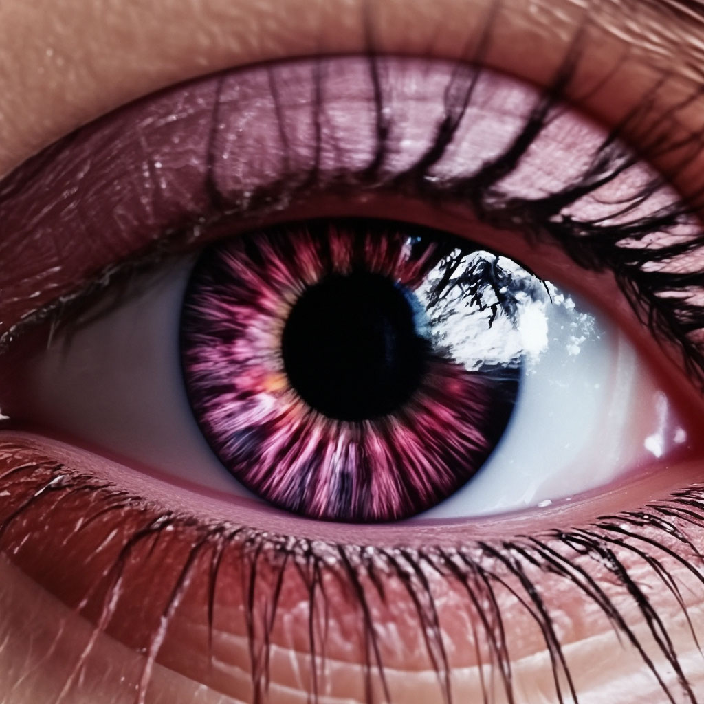 "Pale red-purple eye, aesthetically pleasing, beautiful, realistic ...