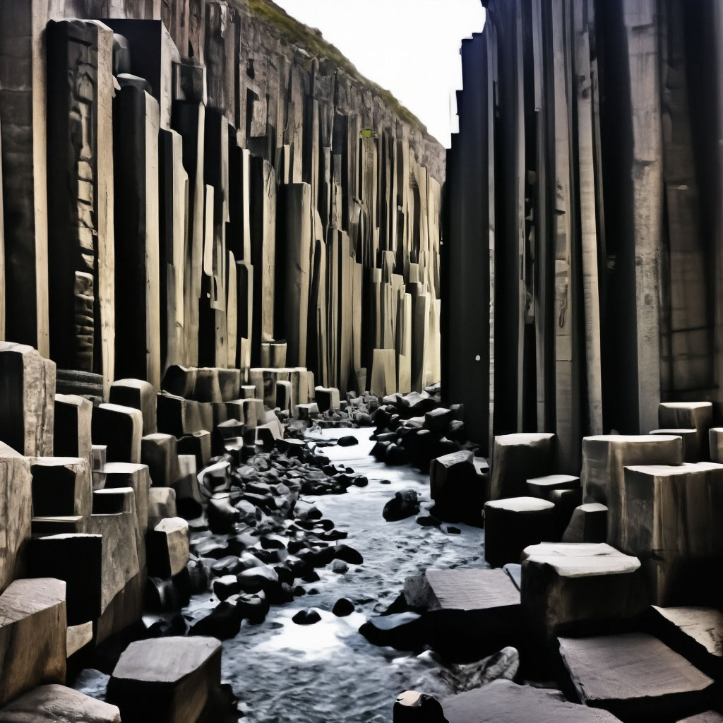 "Artistic geology Basalt pillars" — image created in Shedevrum