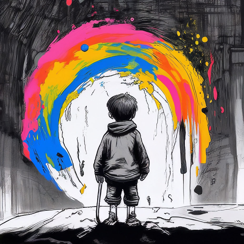 "A carelessly drawn little man" — image created in Shedevrum