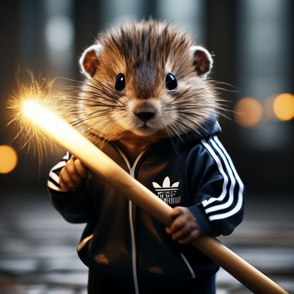 "Tiny little cute Fighting Muskrat gopnik in adidas three stripes ...