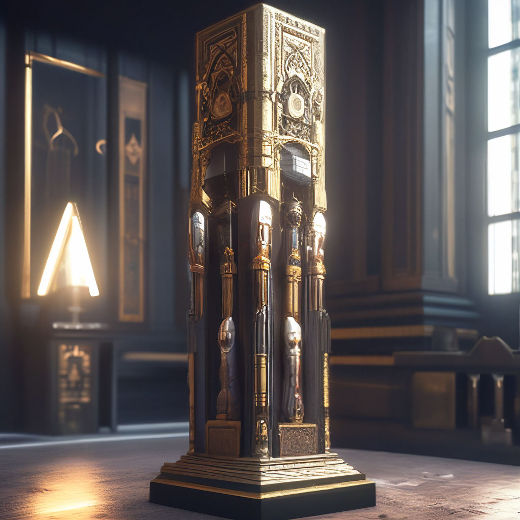 "Obelisk decorated with skulls, pulsating with energy, egyptian style ...