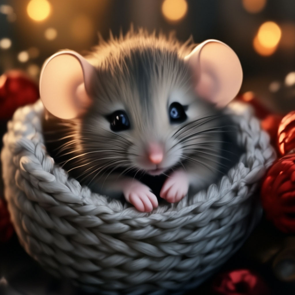 "A small, fluffy, cartoon mouse sleeps in a beautiful slipper" — image ...