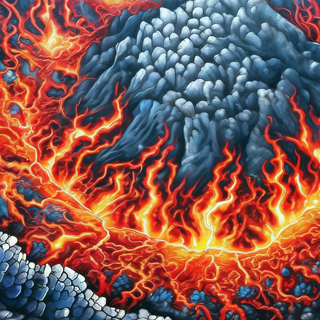 "Volcanic eruption Decorative arts, Baroque, Watercolor, Colored pencil ...
