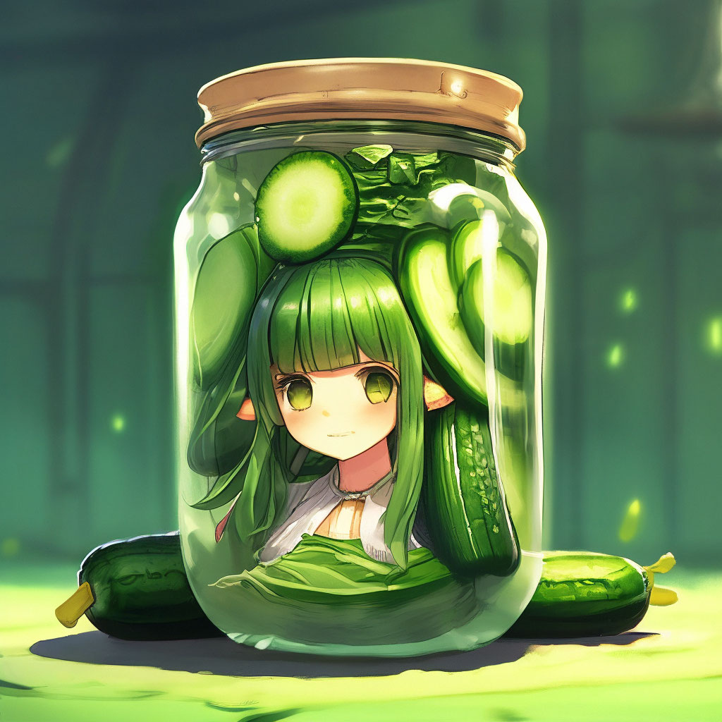 "Anime jar with cucumbers" — image created in Shedevrum