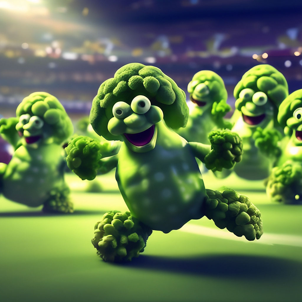 "Broccoli dancing nu dance" — image created in Shedevrum