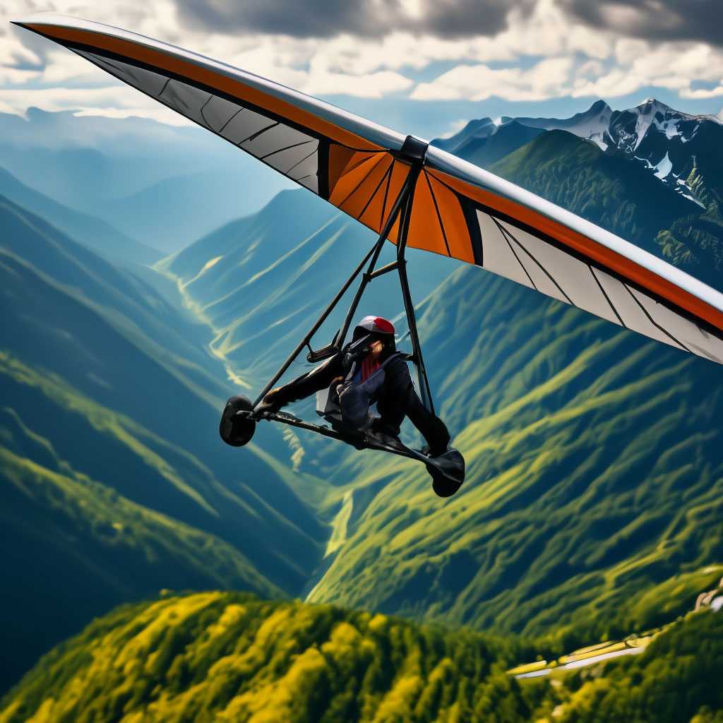 "Hang gliding from a high mountain, beautiful, realistic, professional ...