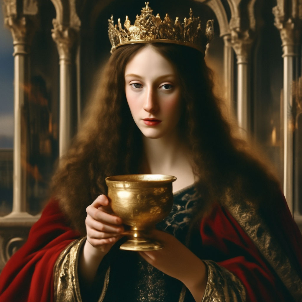 "Nothern renaissance. Queen Gertrude drinks poison with golden cup ...