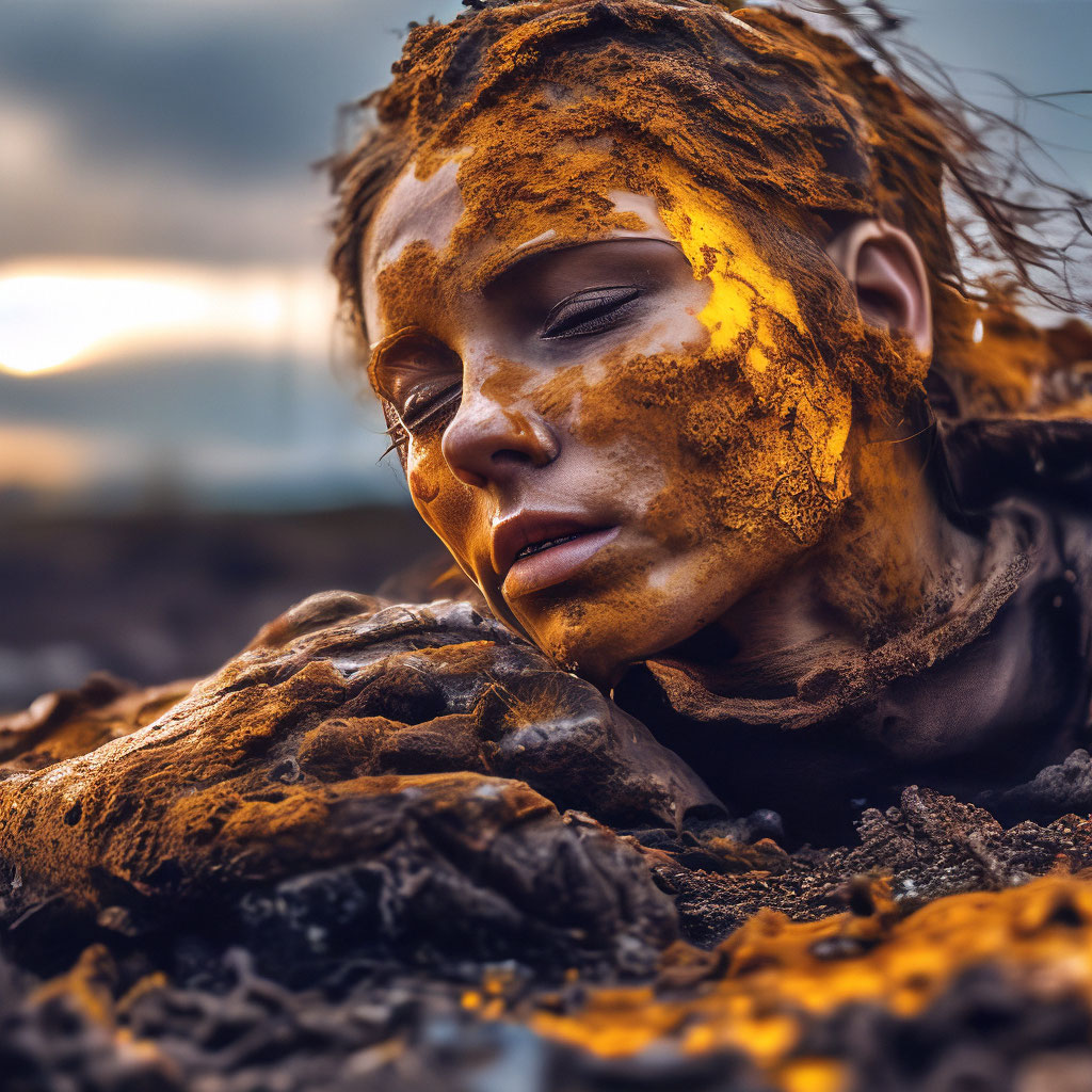 "A girl covered with corrosion, radiance, brightness, the whole body is ...