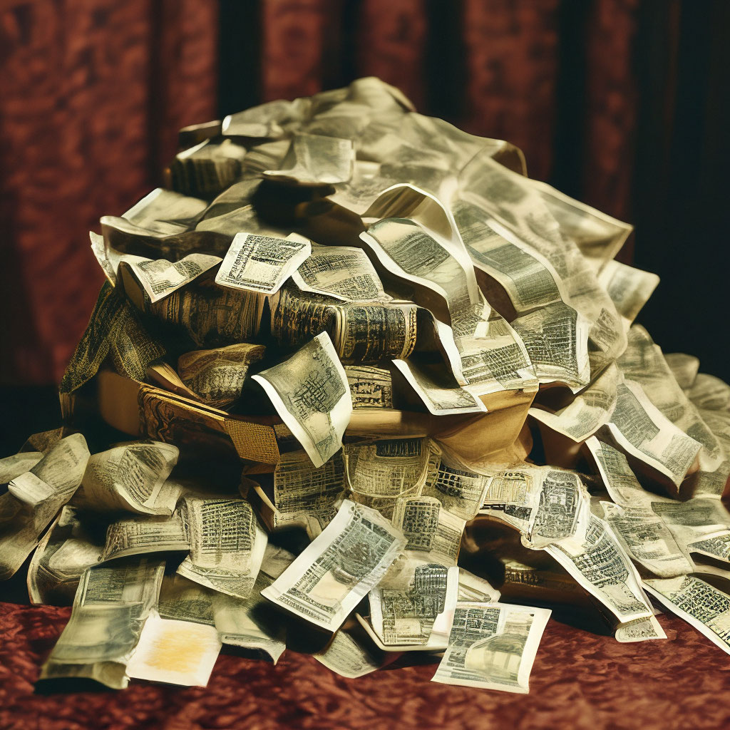 "Bundles of money" — image created in Shedevrum