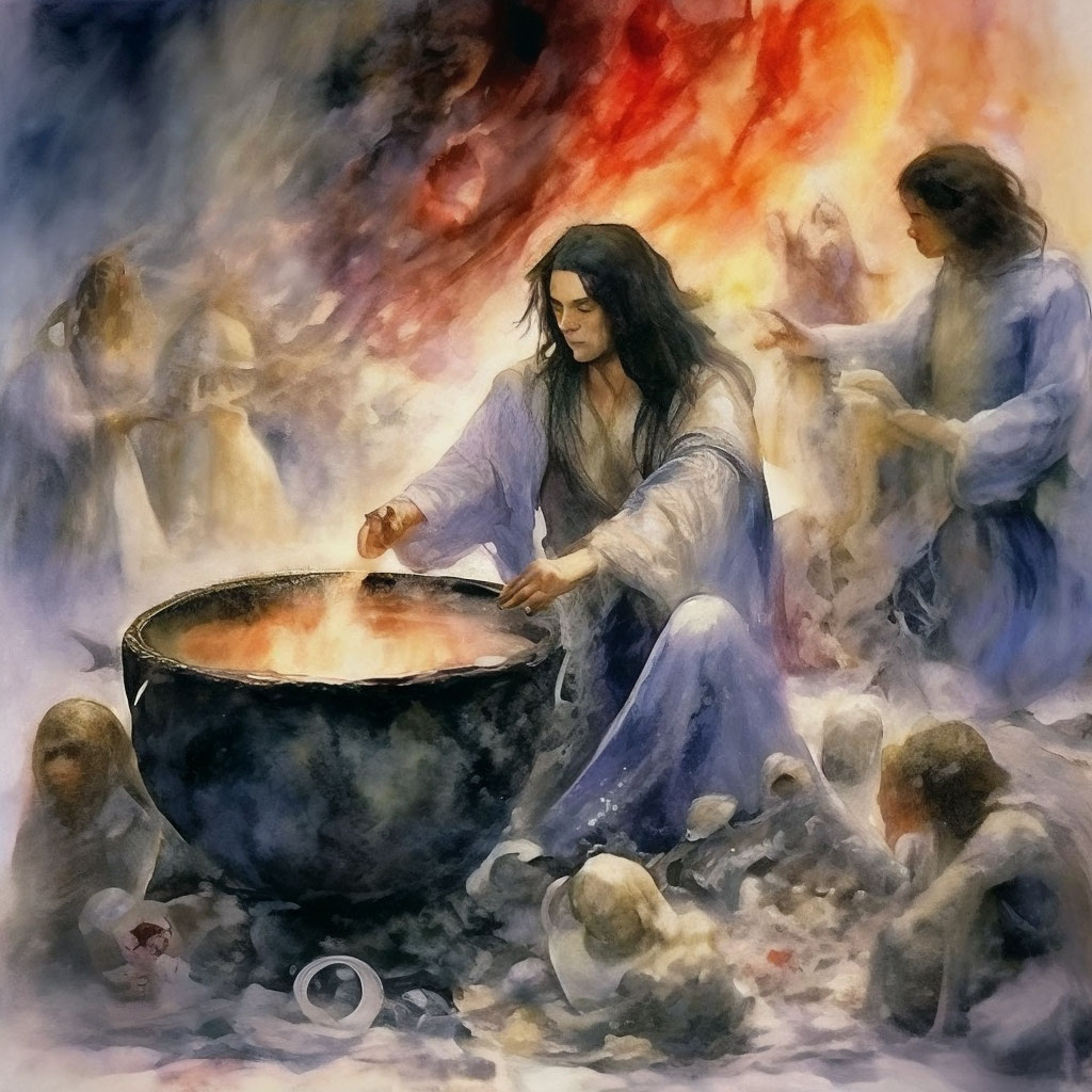 "Watercolor,intrictions of a bizarre hell,rubble,marble,queue of souls ...