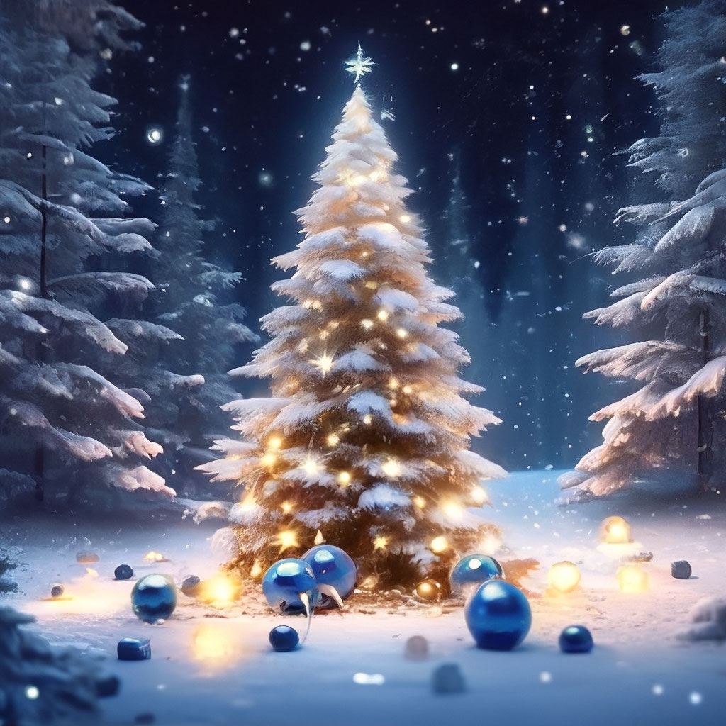 "Christmas tree in the forest snow-white sunny New Year mood [Christmas ...