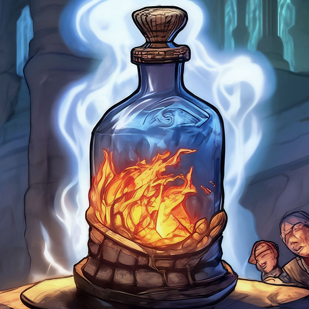 "An ever-steaming bottle. A drawing in the Ishton style, for the game ...