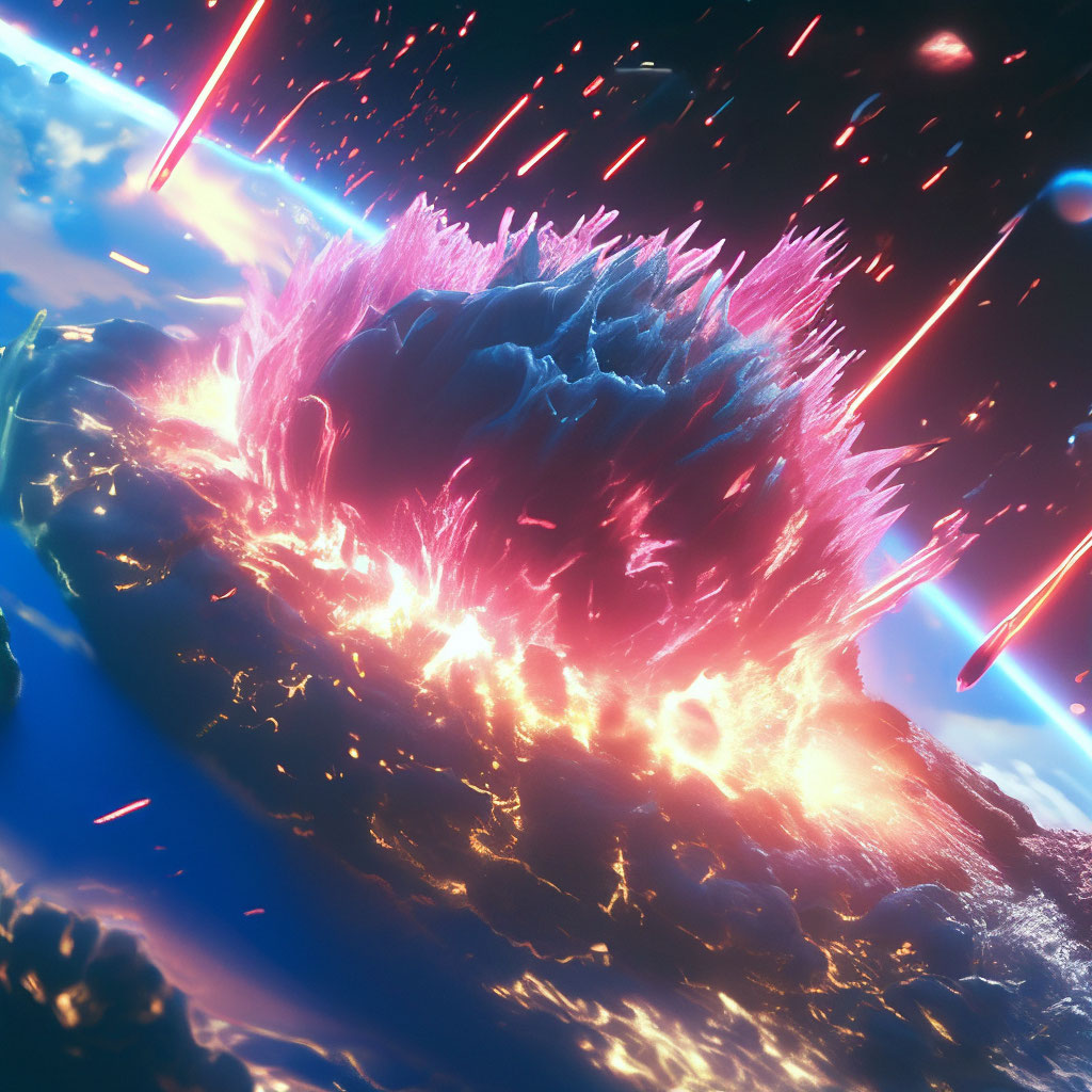 ""Catastrophe" The earth burns up like a dandelion from a huge ...