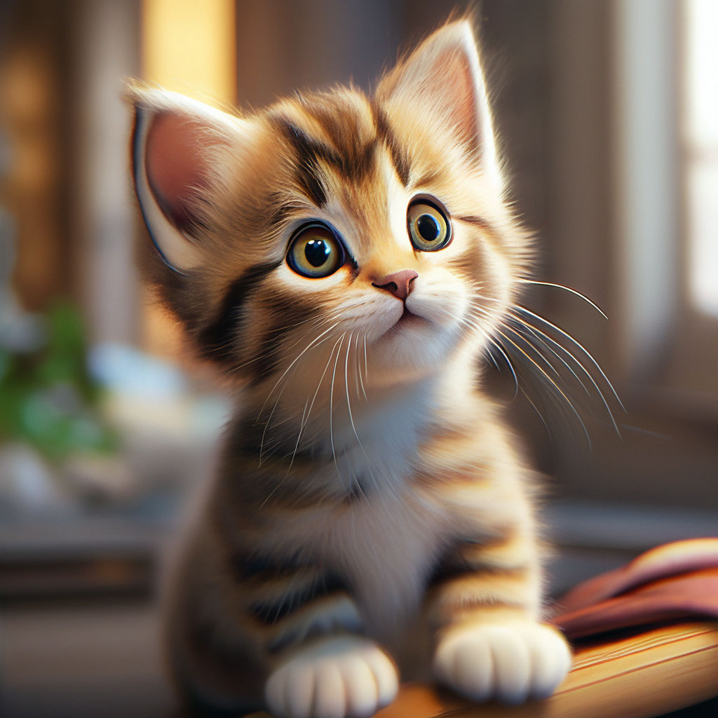 "Cute realistic curious kitten" — image created in Shedevrum