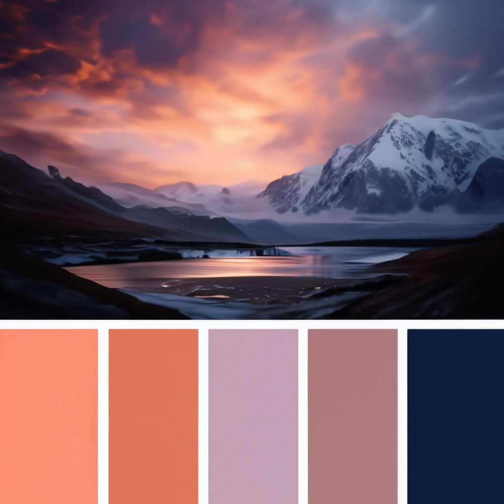 "Beautiful peach fuzz color palette, cool shades, combination with ...