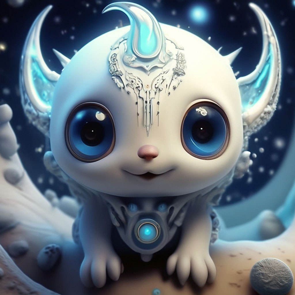 "Cute, fantastic moon creature ultradetalization, abstraction, whole ...