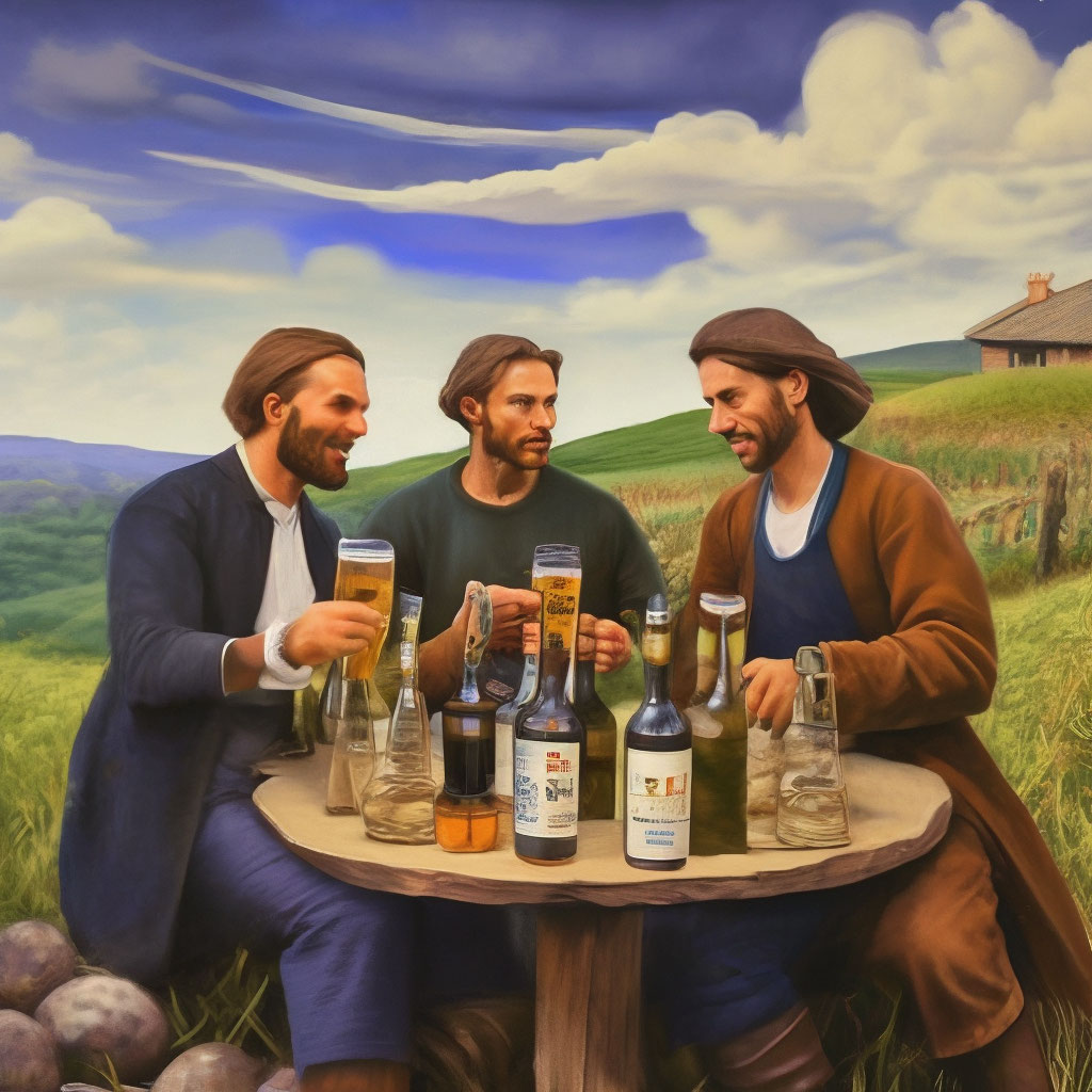 "The friends drank two hundred each And as always, a question arose ...