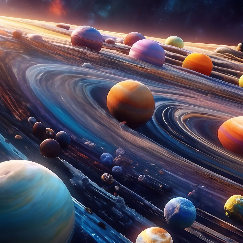 "A parade of planets from afar in natural colors. hyper realistic ...