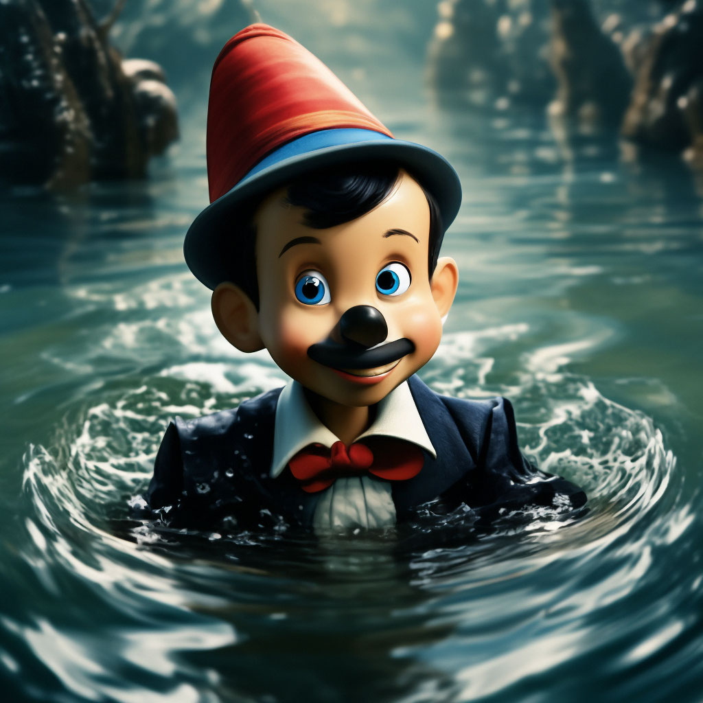 "Pinocchio drowned" — image created in Shedevrum